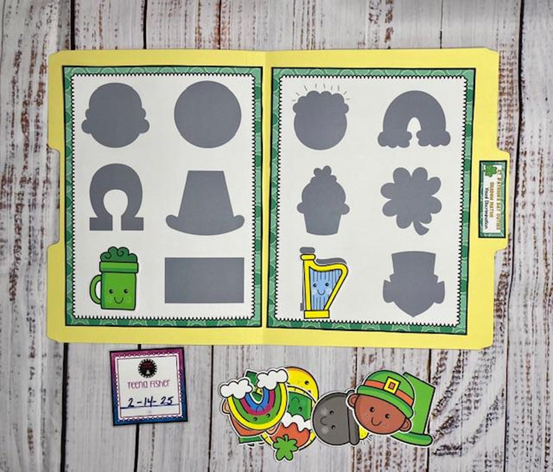 St. Patrick's Day Shadow Match File Folder Game Pre-k Visual ...