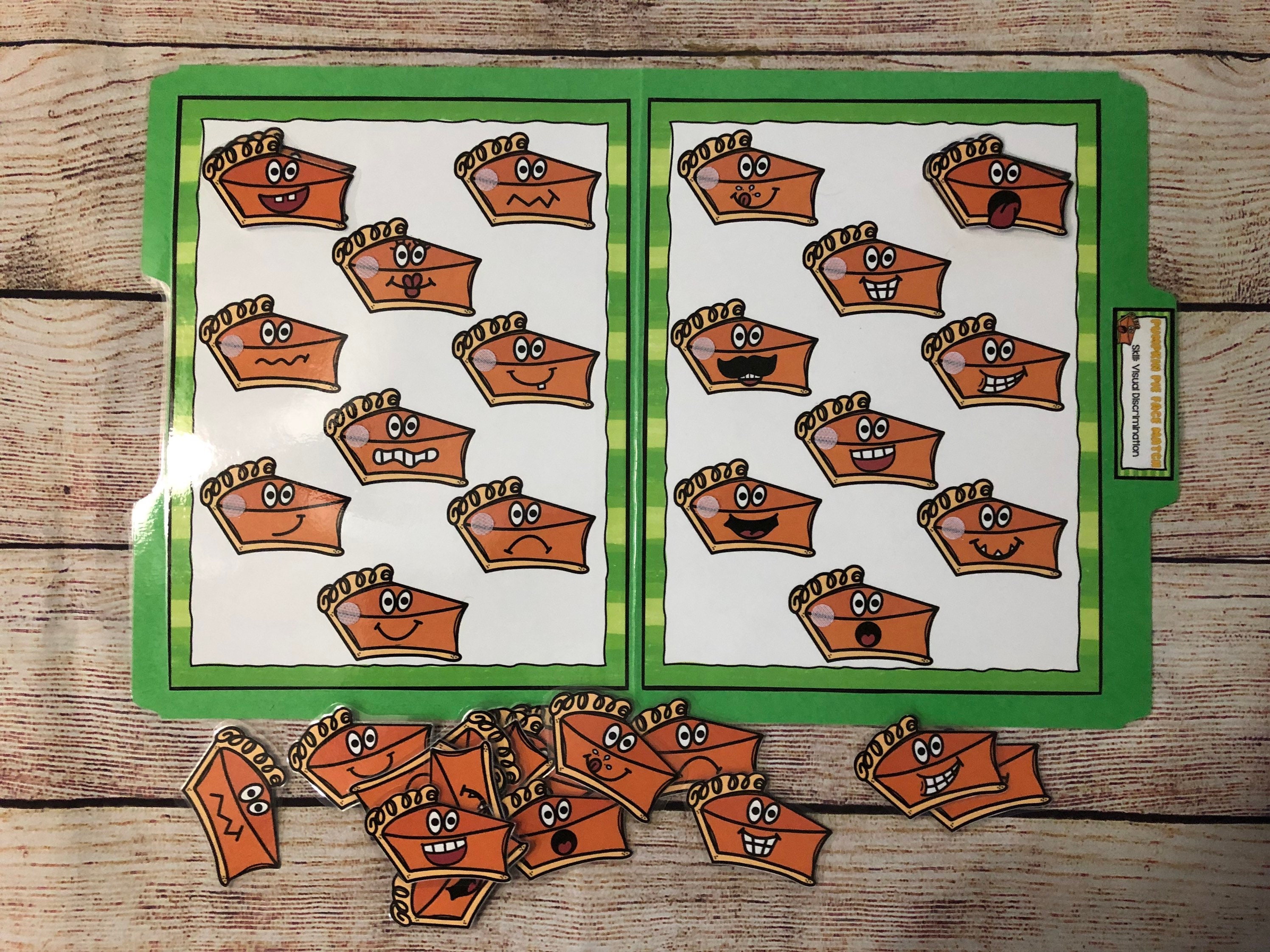 Pumpkin Pie Face Matching File Folder Games Literacy Center - Etsy
