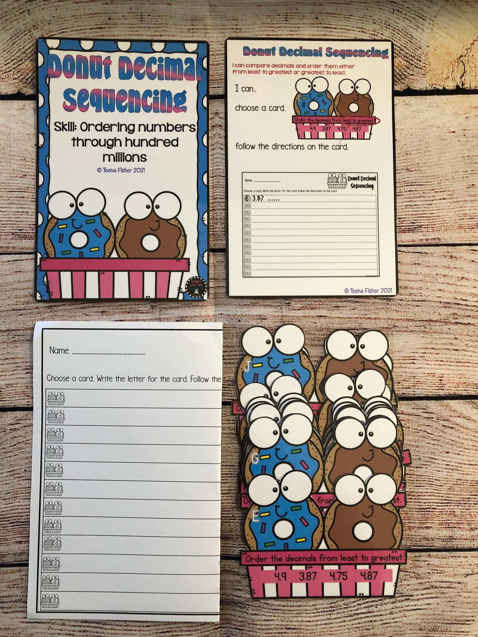 Donut Decimal Sequencing Ordering Decimals Math File Folder Game Center ...