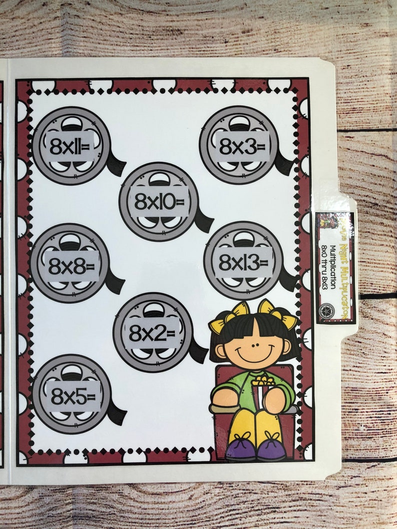Movie Night Multiplication Math File Folder Game Center Teacher ...