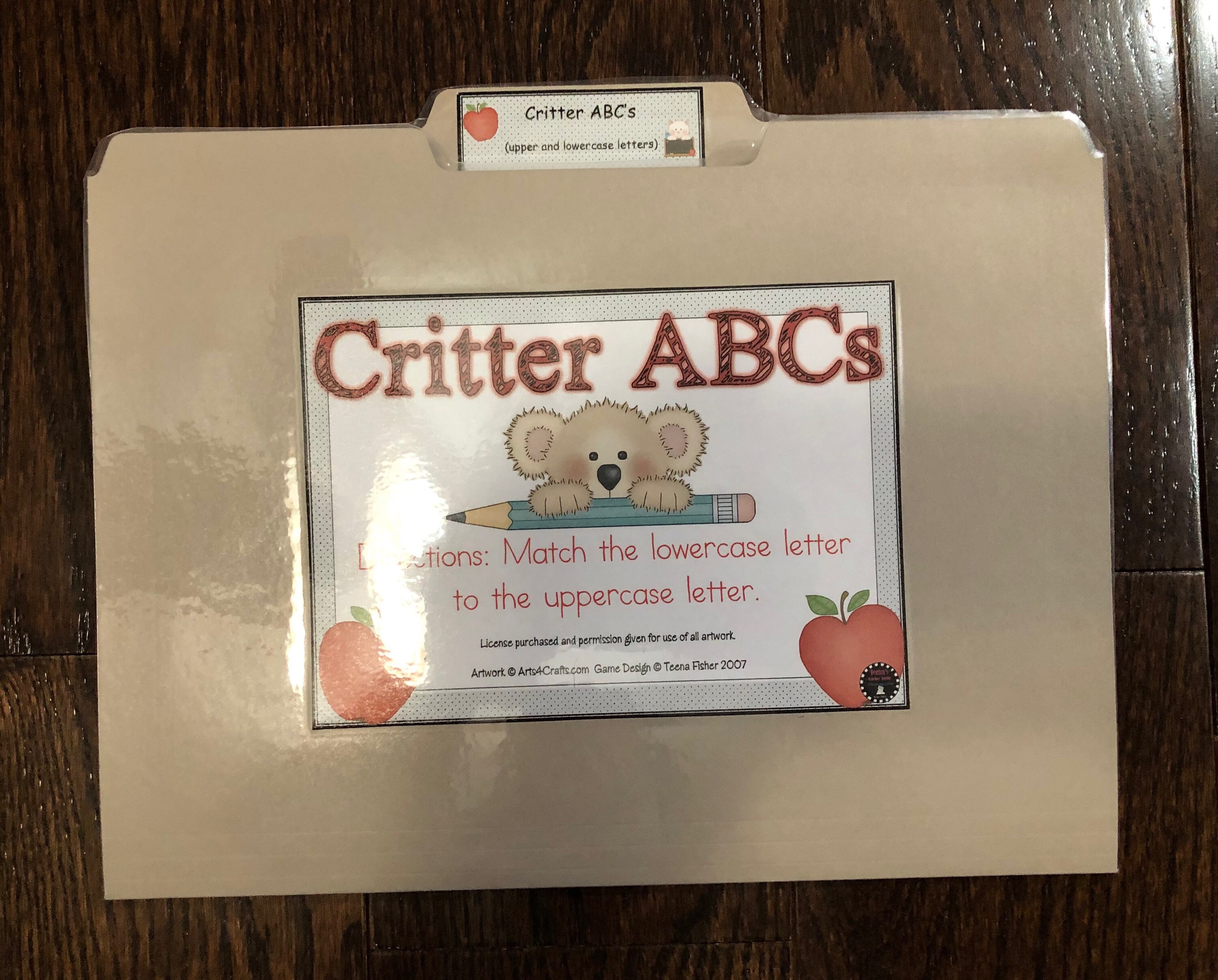 Teacher Made Critter ABC File Folder Game Upper and Lowercase - Etsy