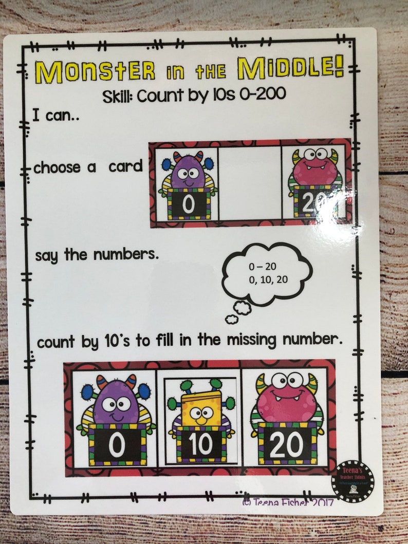 Monster in the Middle Skip Counting by 10s Math Center | Etsy