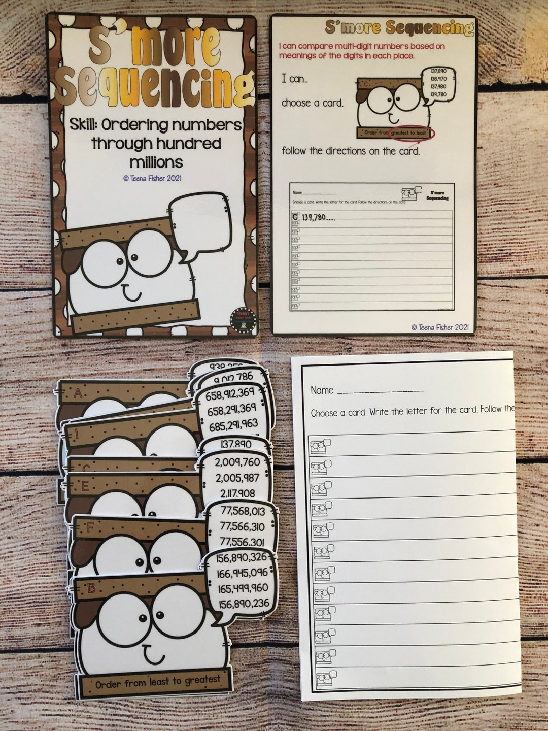 Smore Sequencing Ordering Numbers Place Value Math File Folder Game ...