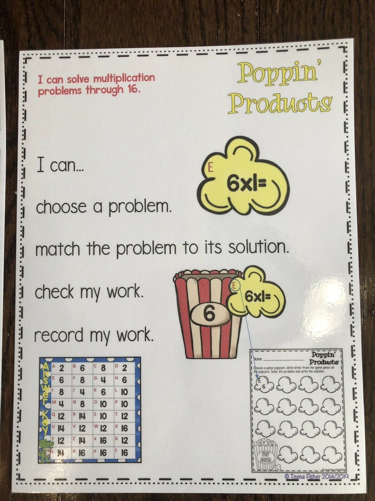 Poppin' Products Math File Folder Game Center Teacher Resource Mixed ...