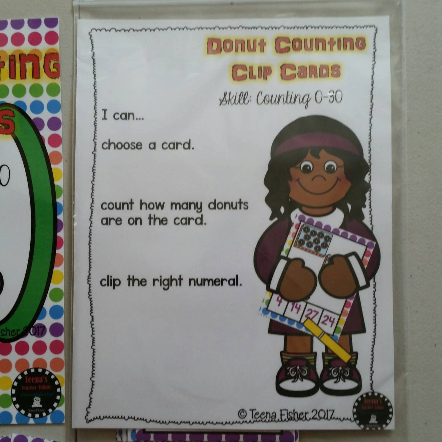Donut Pal Counting 0-30 Clip Cards Preschool Kindergarten - Etsy