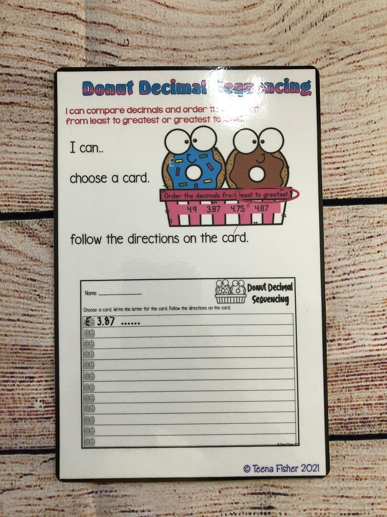 Donut Decimal Sequencing Ordering Decimals Math File Folder Game Center ...