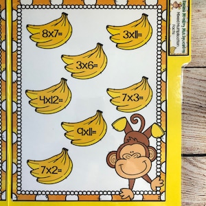 Banana Monkey Math File Folder Game Center Teacher Resource Mixed ...