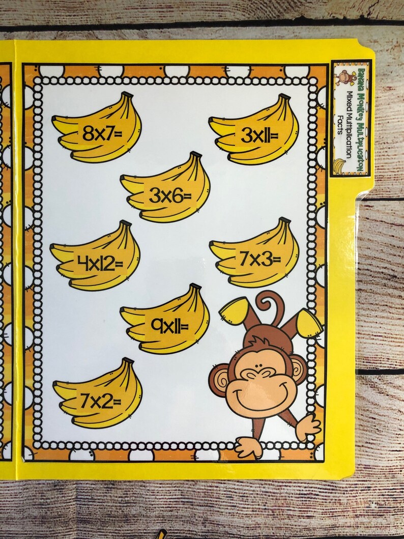 Banana Monkey Math File Folder Game Center Teacher Resource - Etsy
