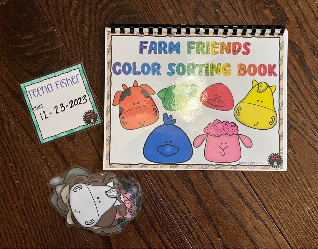 Farm Friends Color Sorting Book File Folder Game Toddler Preschool Task ...