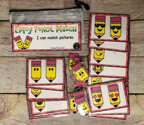 Emoji Pencil Matching Visual Discrimination Task Box Busy Bag - Etsy