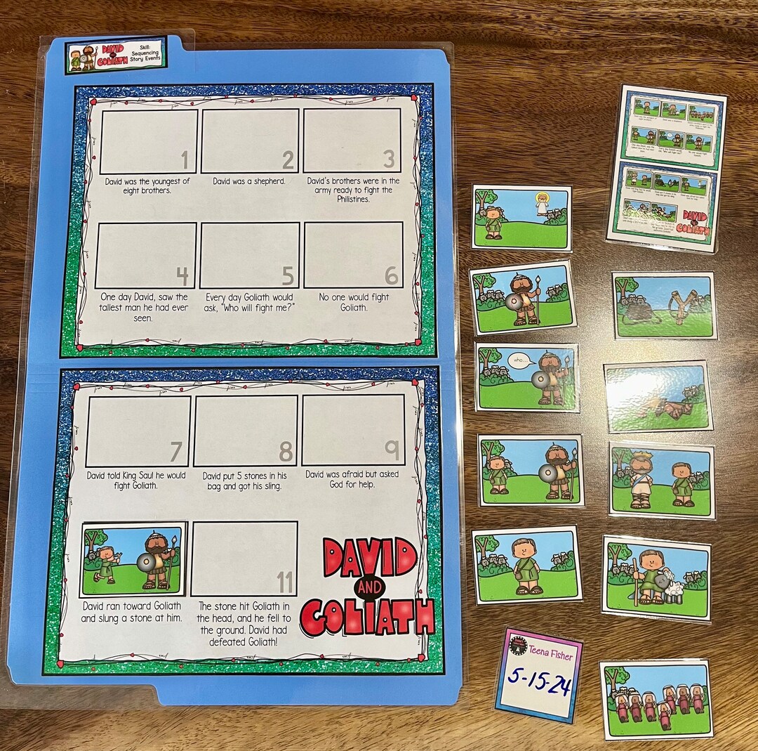 David and Goliath Sequencing File Folder Game Center Teacher Resource ...