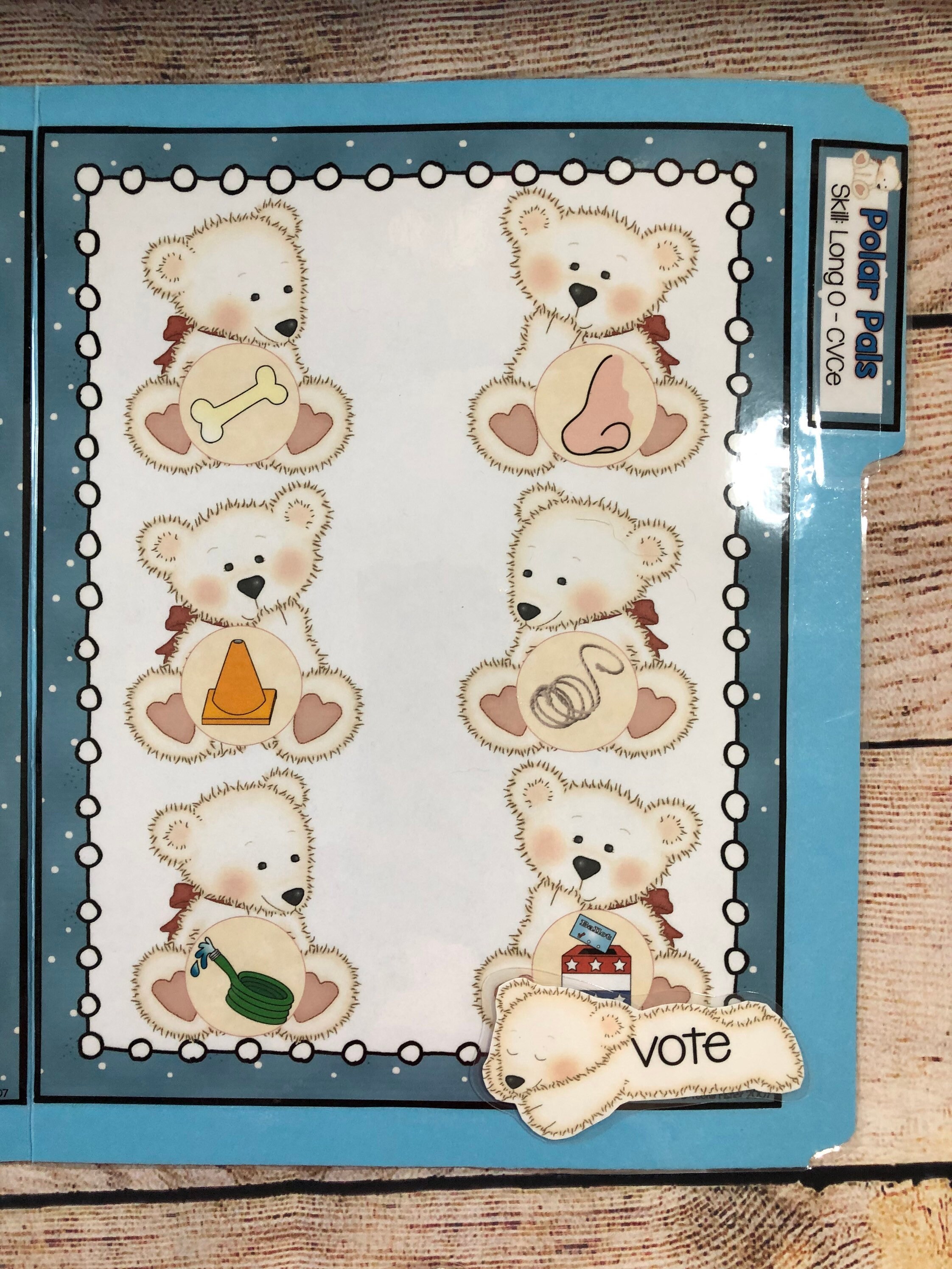 Polar Pals Literacy File Folder Game Long O Cvce Vowel Words Homeschool ...
