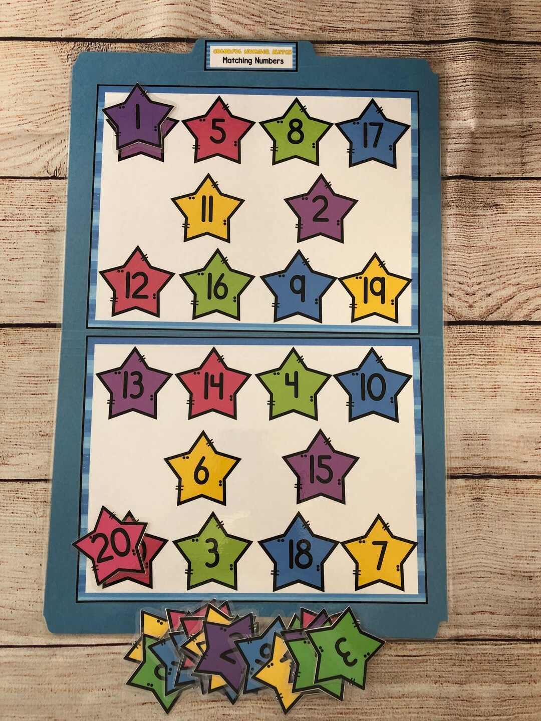Colorful Star Number Match Math File Folder Game Center Teacher ...