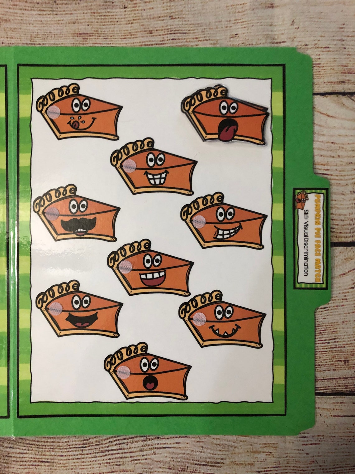 Pumpkin Pie Face Matching File Folder Games Literacy Center - Etsy