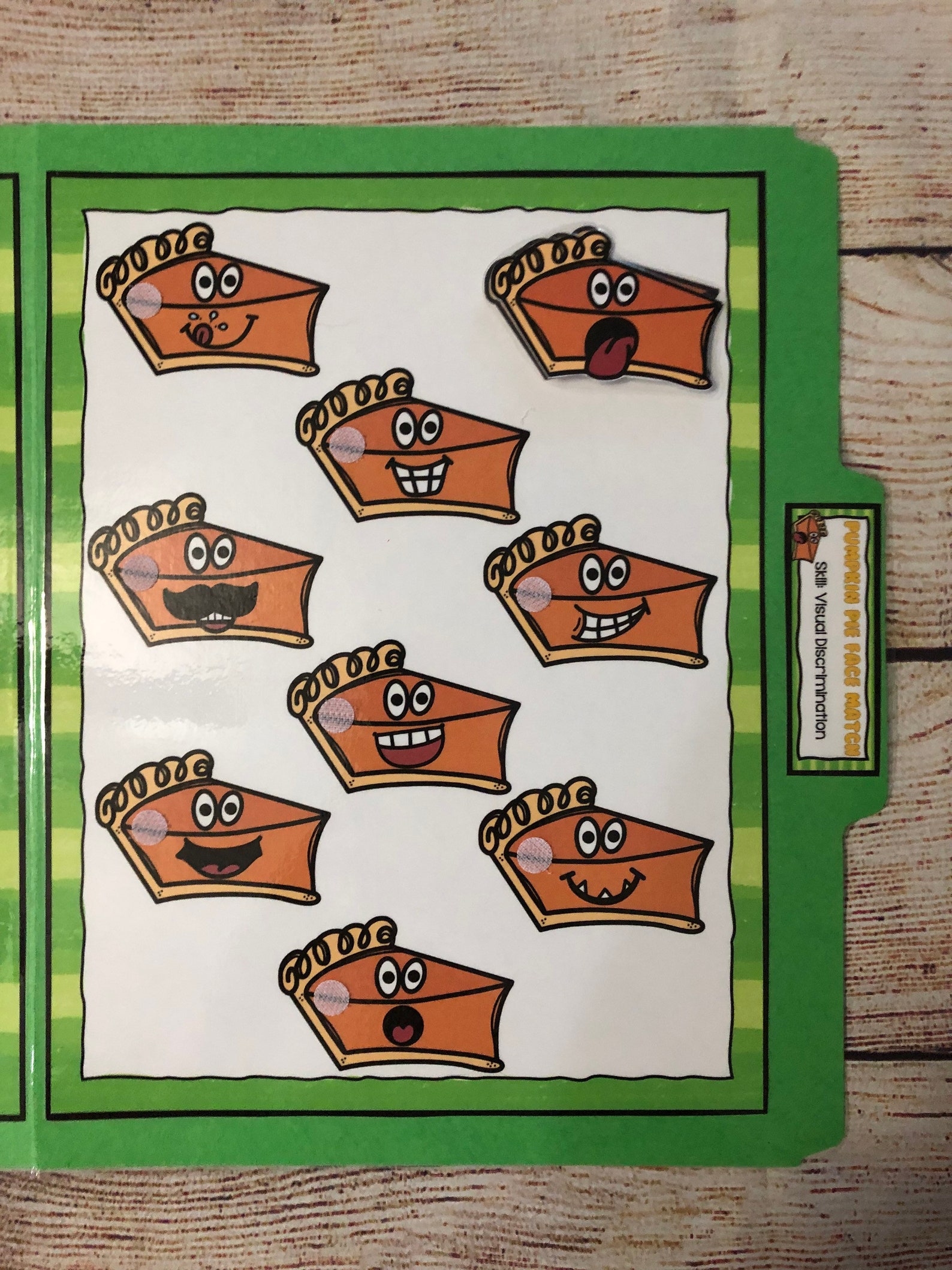 Pumpkin Pie Face Matching File Folder Games Literacy Center - Etsy