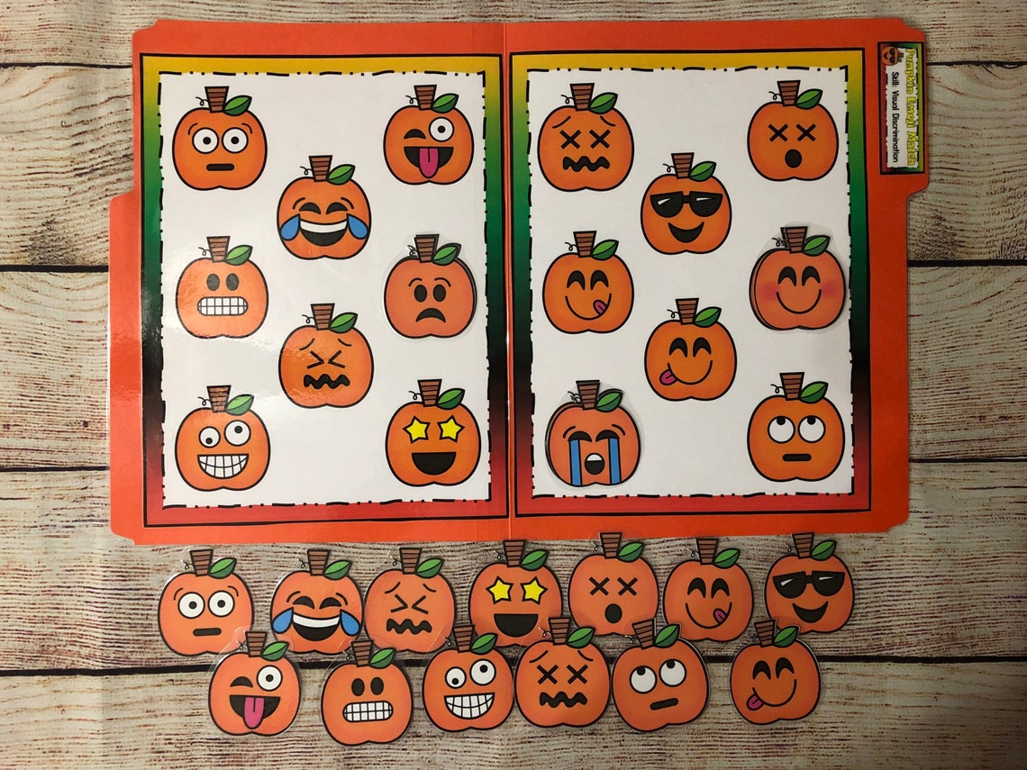 Pumpkin Emoji Pattern Matching File Folder Game Kindergarten - Etsy