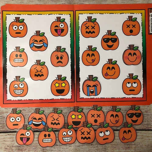 Pumpkin Emoji Pattern Matching File Folder Game Kindergarten - Etsy