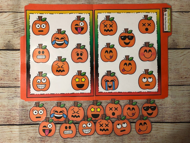 Pumpkin Emoji Pattern Matching File Folder Game Kindergarten - Etsy