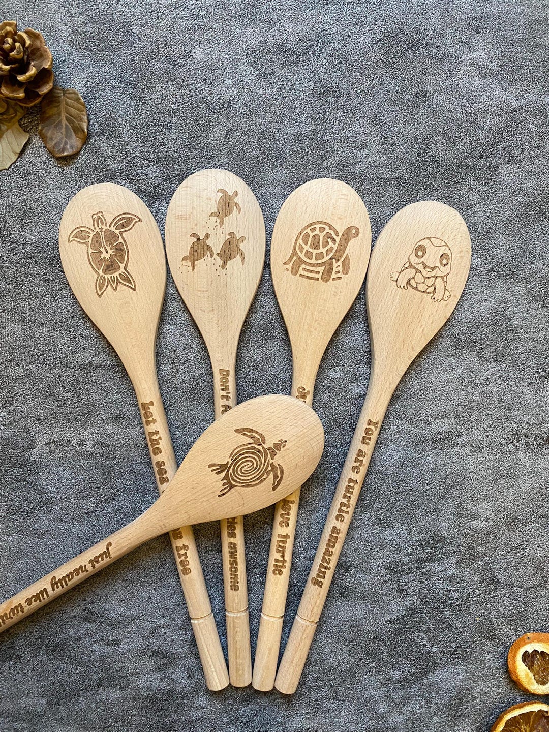 Sea Turtle Engraved Wooden Spoon, Sea Turtle Lovers Wooden Spoon Set ...