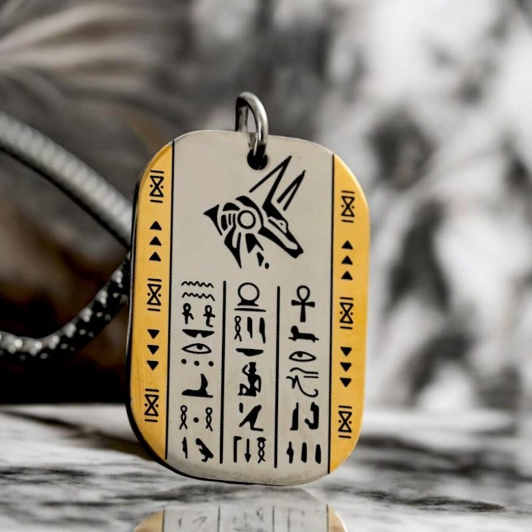 Egyptian Dog Tag Necklace | Stainless Steel | Eye of Horus Amulet ...