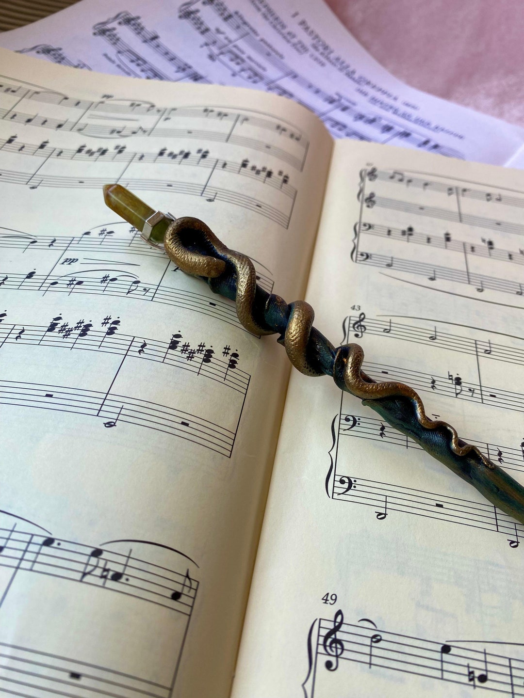 Snake Dip Pen, Wand Pen, Green Agete, Magic Pen, Polimer Clay Pen ...