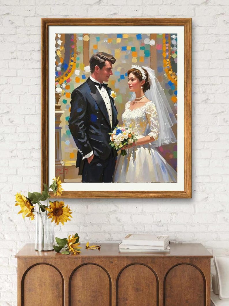 Wedding Portrait Oil Painting Hand Painted With Oil on Canvas ...