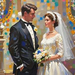 Wedding Portrait Oil Painting Hand Painted With Oil on Canvas ...