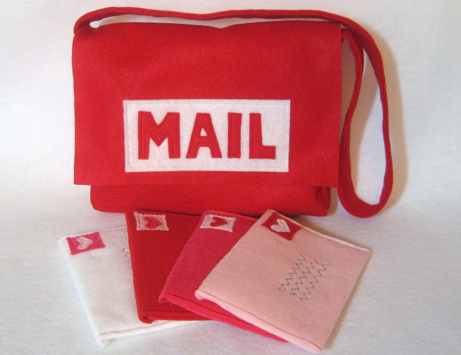 Red Mail Set, Mail Bag With Working Envelopes for Pretend Play, Mailman ...