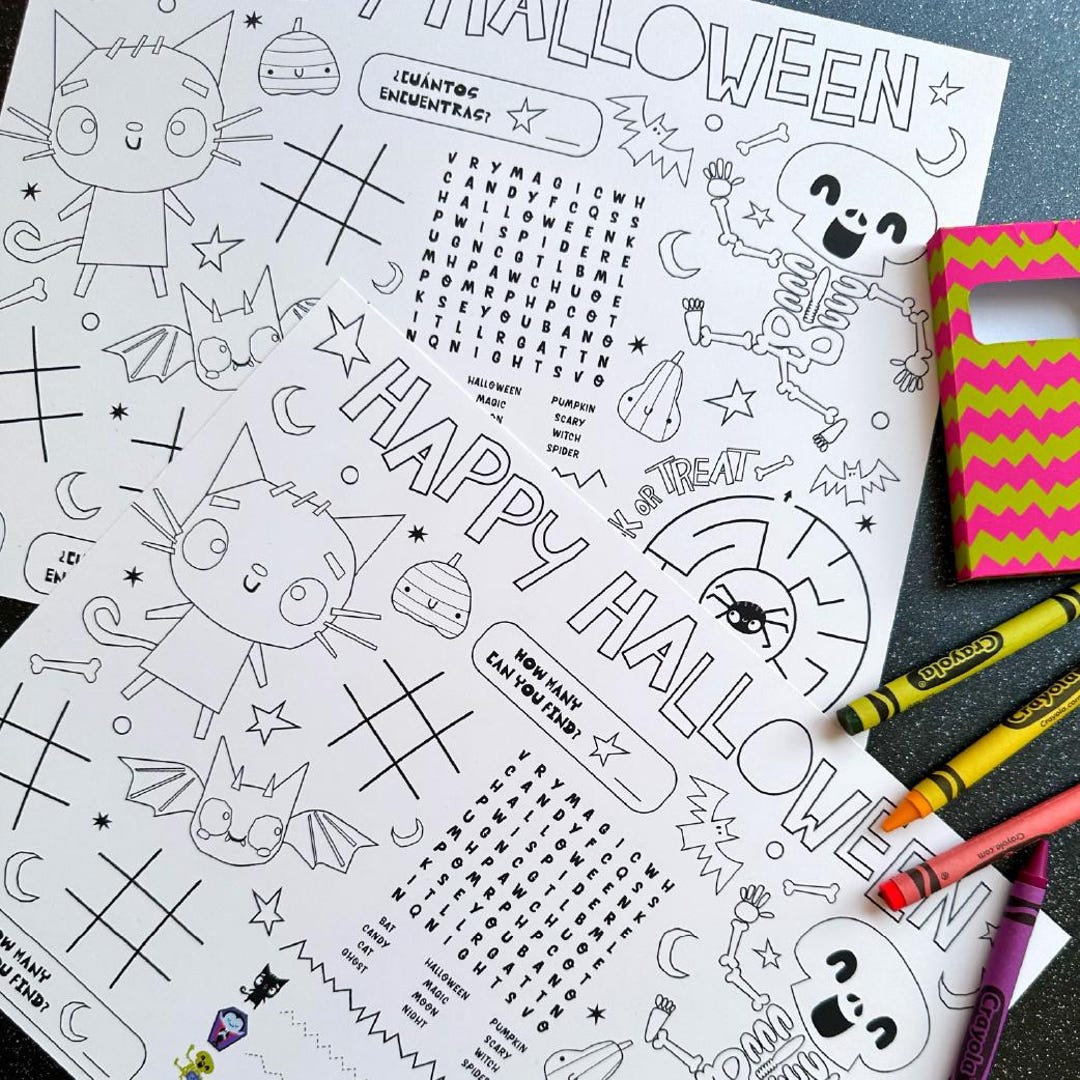 Halloween Activity Mat Ready to Print Digital Download Letter Size - Etsy