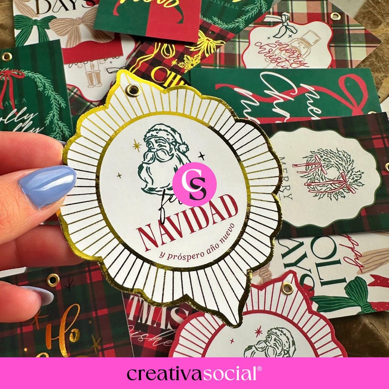 CLASSIC XMAS Collection Gift Tags Ready to Print PNG, Vectors Digital ...
