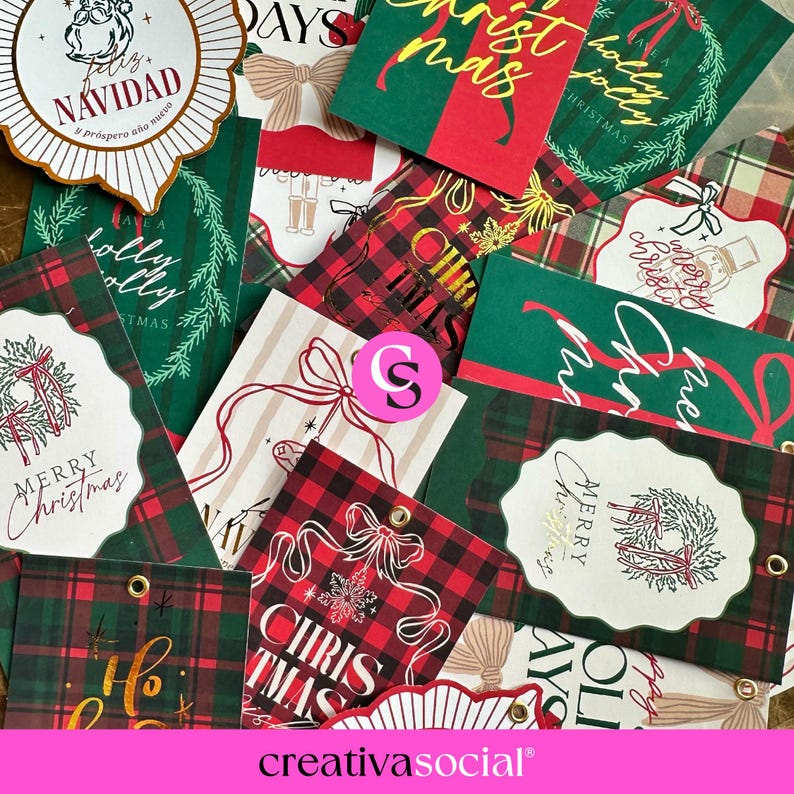 CLASSIC XMAS Collection Gift Tags Ready to Print PNG, Vectors Digital ...