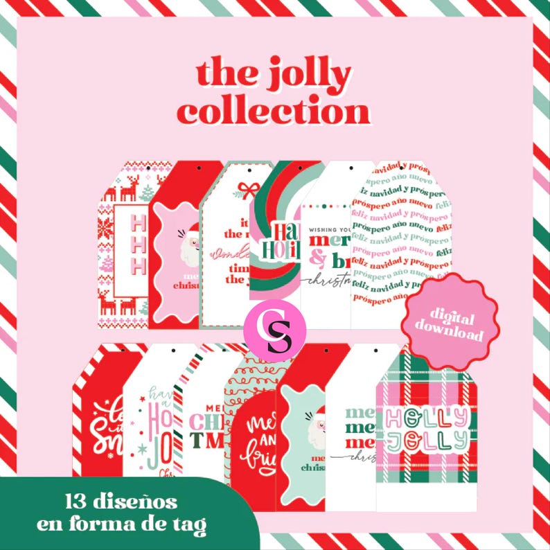 THE JOLLY COLLECTION Christmas Gift Tags Ready to Print Digital ...