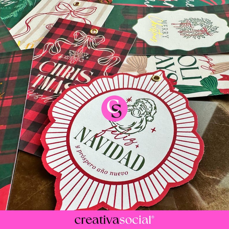 CLASSIC XMAS Collection Gift Tags Ready to Print PNG, Vectors Digital ...