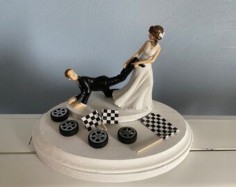 Racing Wedding Engagement Cake Topper Race Car Gear Head - Etsy