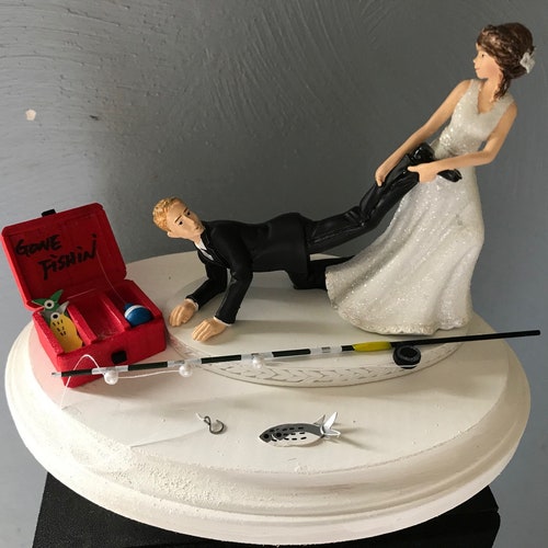 NO FISHING on Dock Bride and Groom Wedding Cake Topper Funny - Etsy