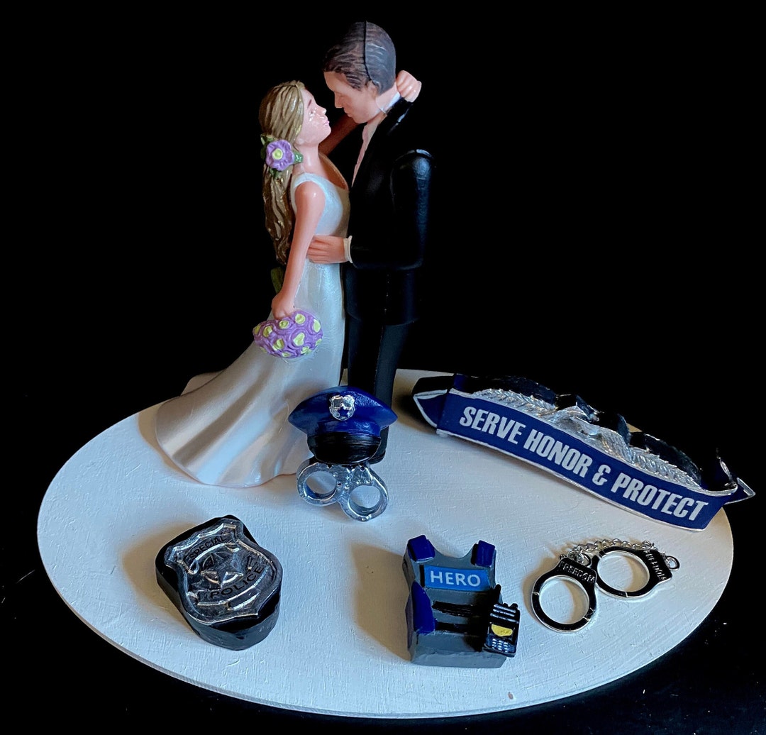 Wedding Day Cake Topper Funny Bridal Policeman Police Officer Hat Badge ...