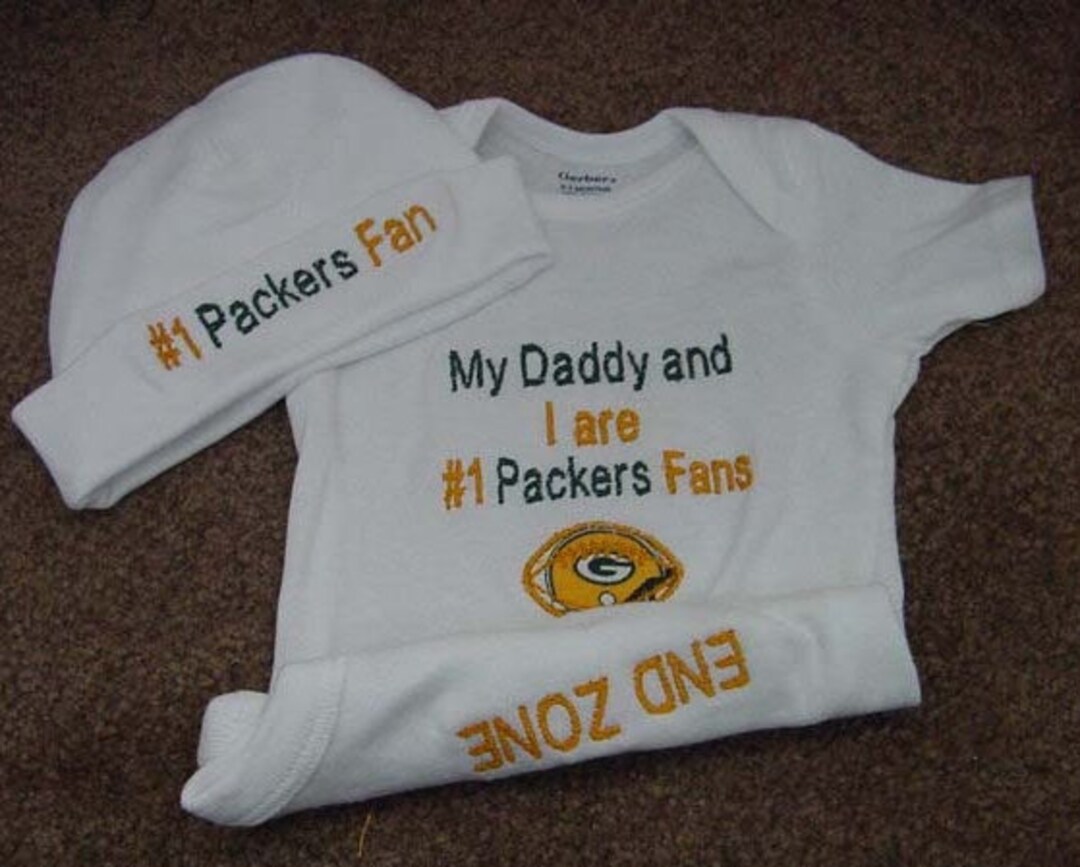Green Bay Packers Fan Football Baby Infant Newborn Creeper Hat Set ...