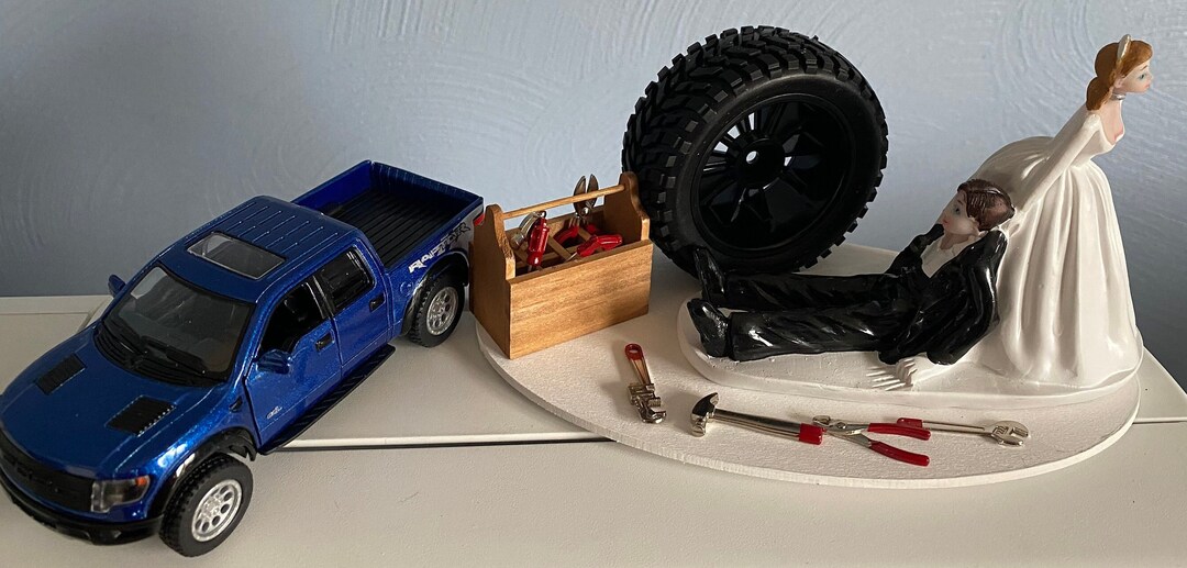 Cake Topper Wedding Day Reception Bride Groom Funny Auto Mechanic ...