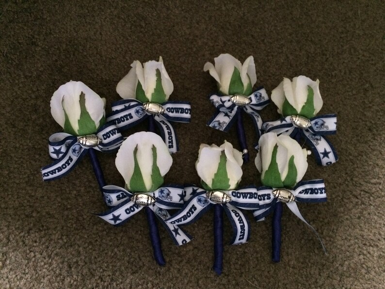 NFL Football Team Real Touch Rose Boutonniere Wedding Day Corsage-groom ...