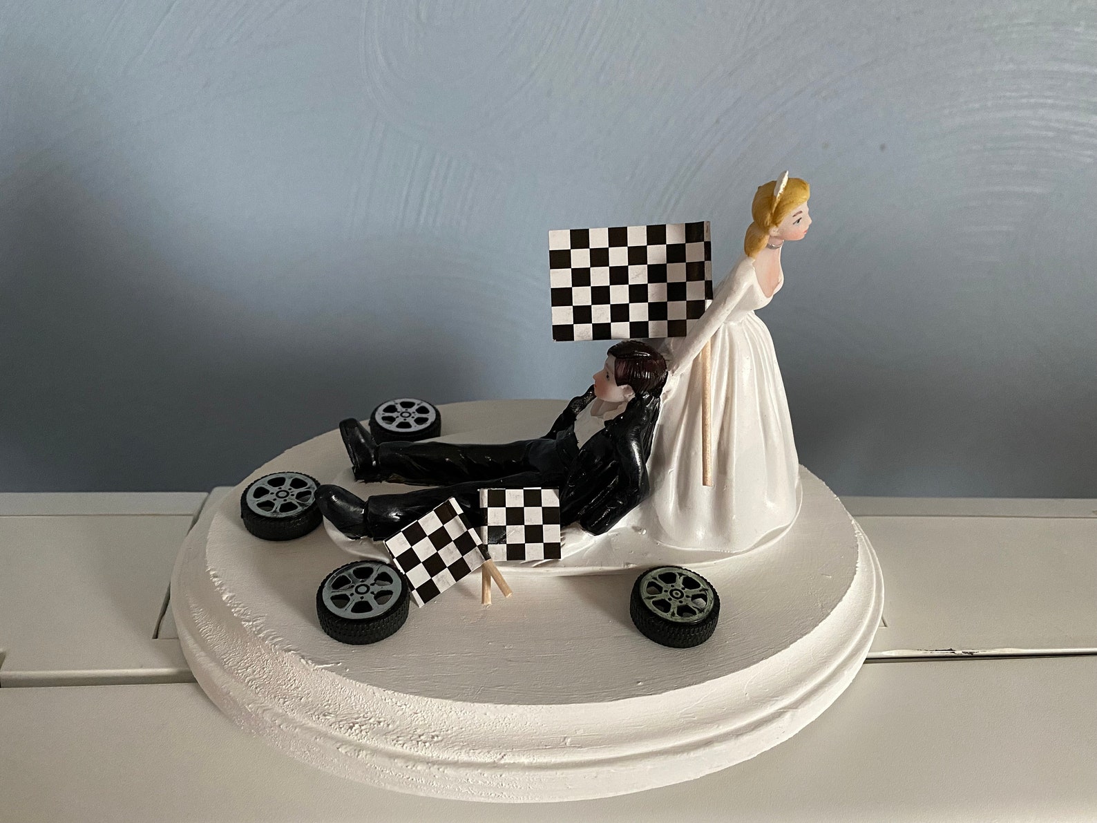 Race Car Drag Racing Flag Cake Topper Reception Wedding Day | Etsy
