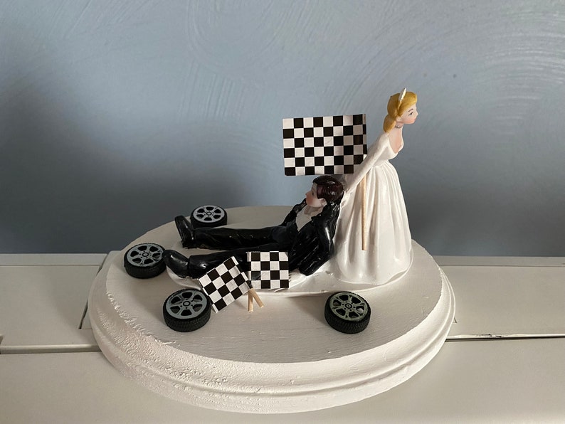 Race Car Drag Racing Flag Cake Topper Reception Wedding Day | Etsy