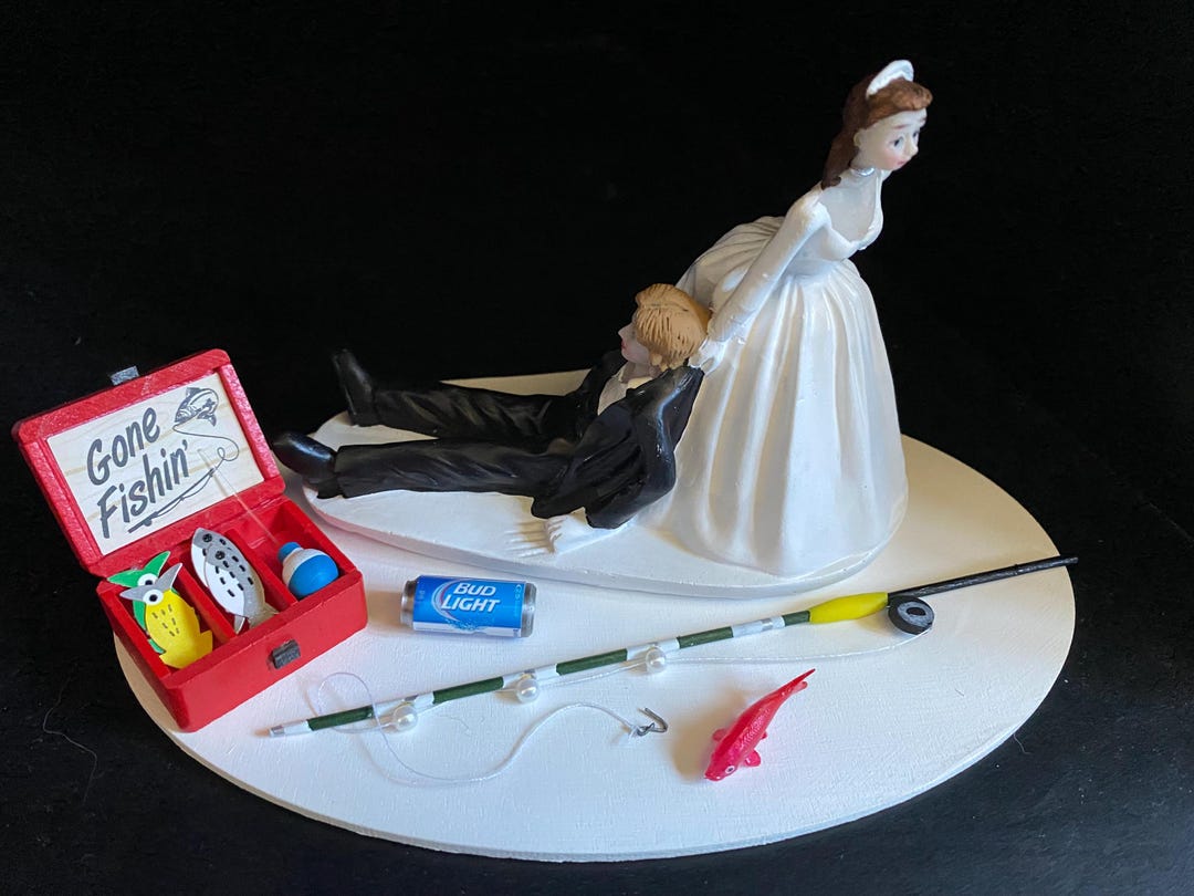 Cake Topper Funny Bridal Wedding Day Reception Bride Groom Going ...
