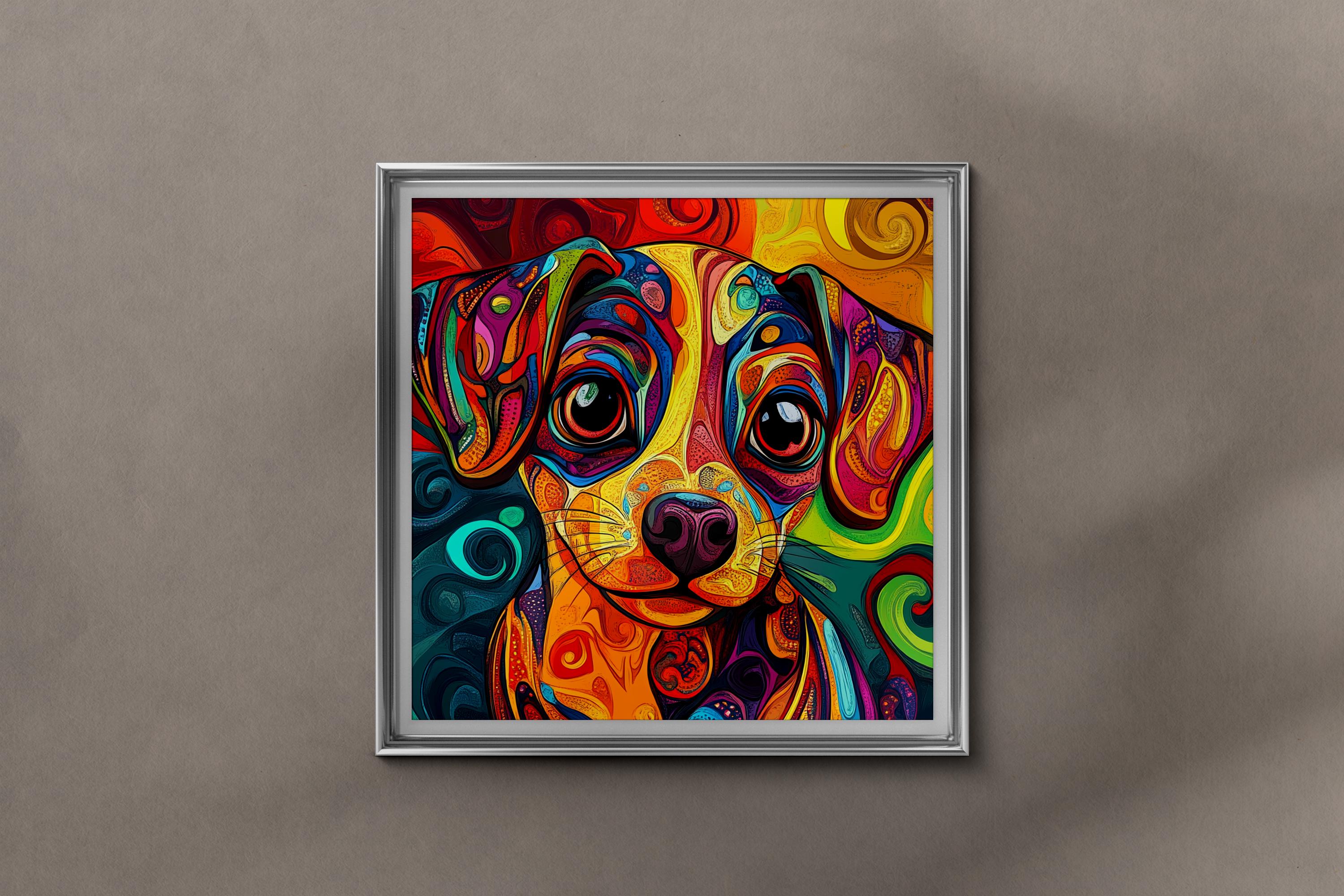 Vibrant Abstract Puppy Art Print - Colorful Dog Portrait - Whimsical ...