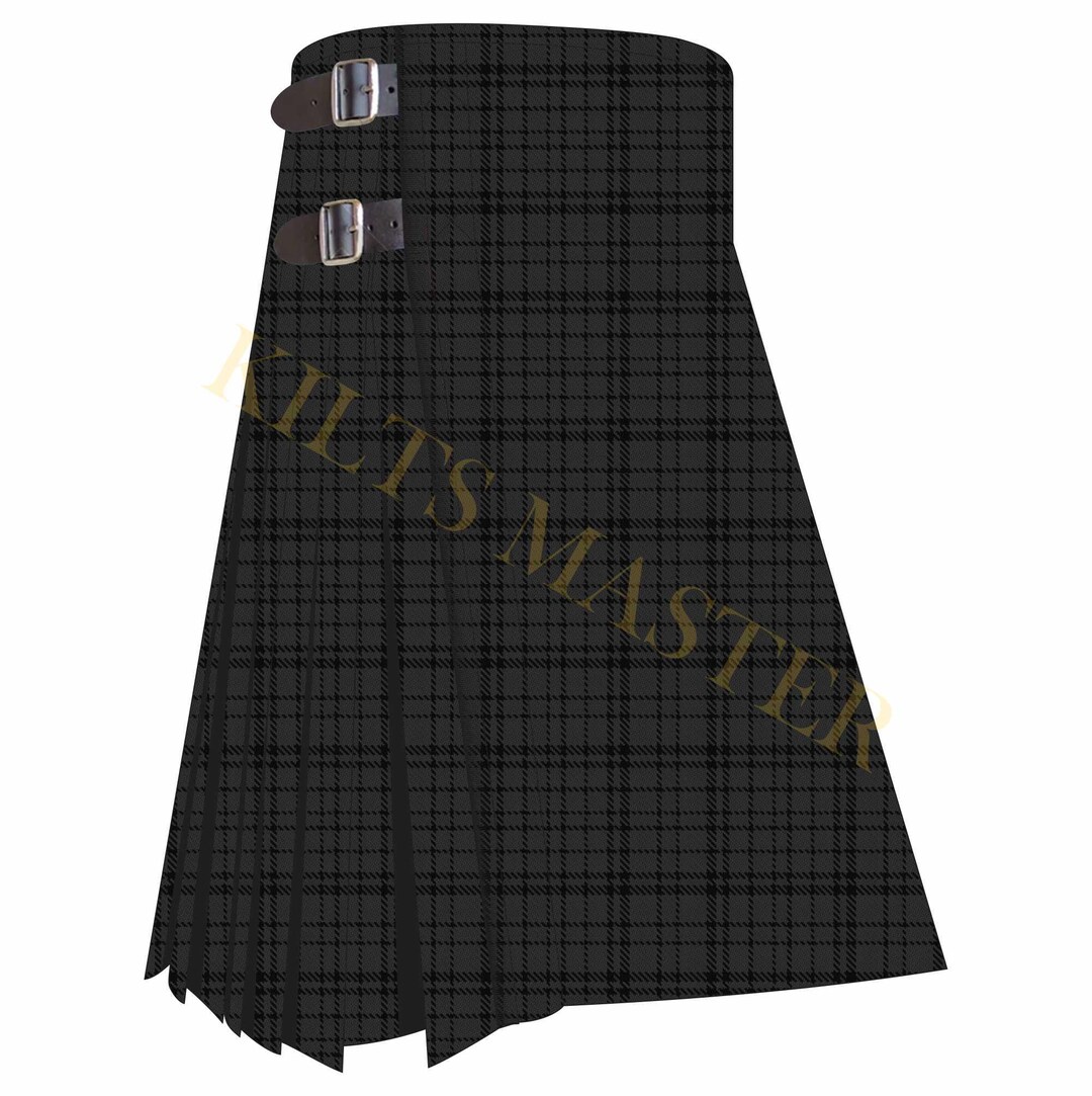 Scottish Traditional Black Dark Shadow Handmade 8-yard Tartan Kilt for ...