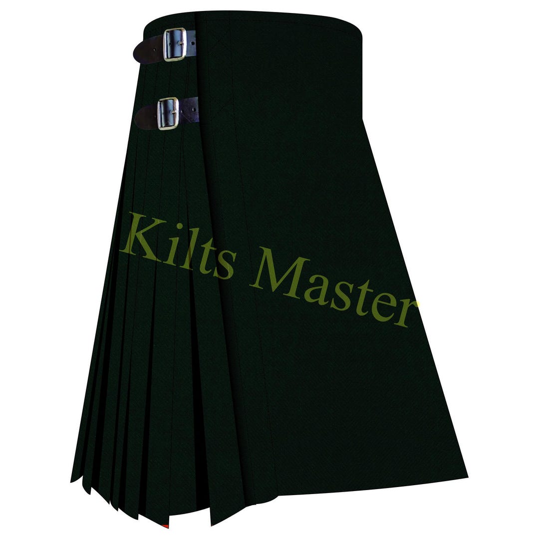 Solid Dark Green Kilt Scottish Men’s Traditional Highland Kilt Classic ...