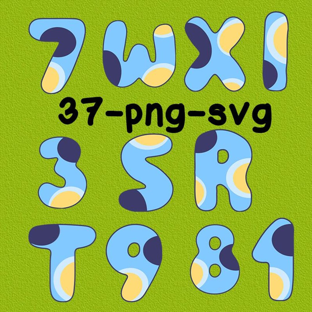Cartoon Blue Dog Alphabet and Number PNG Ideal for Early Learning ...