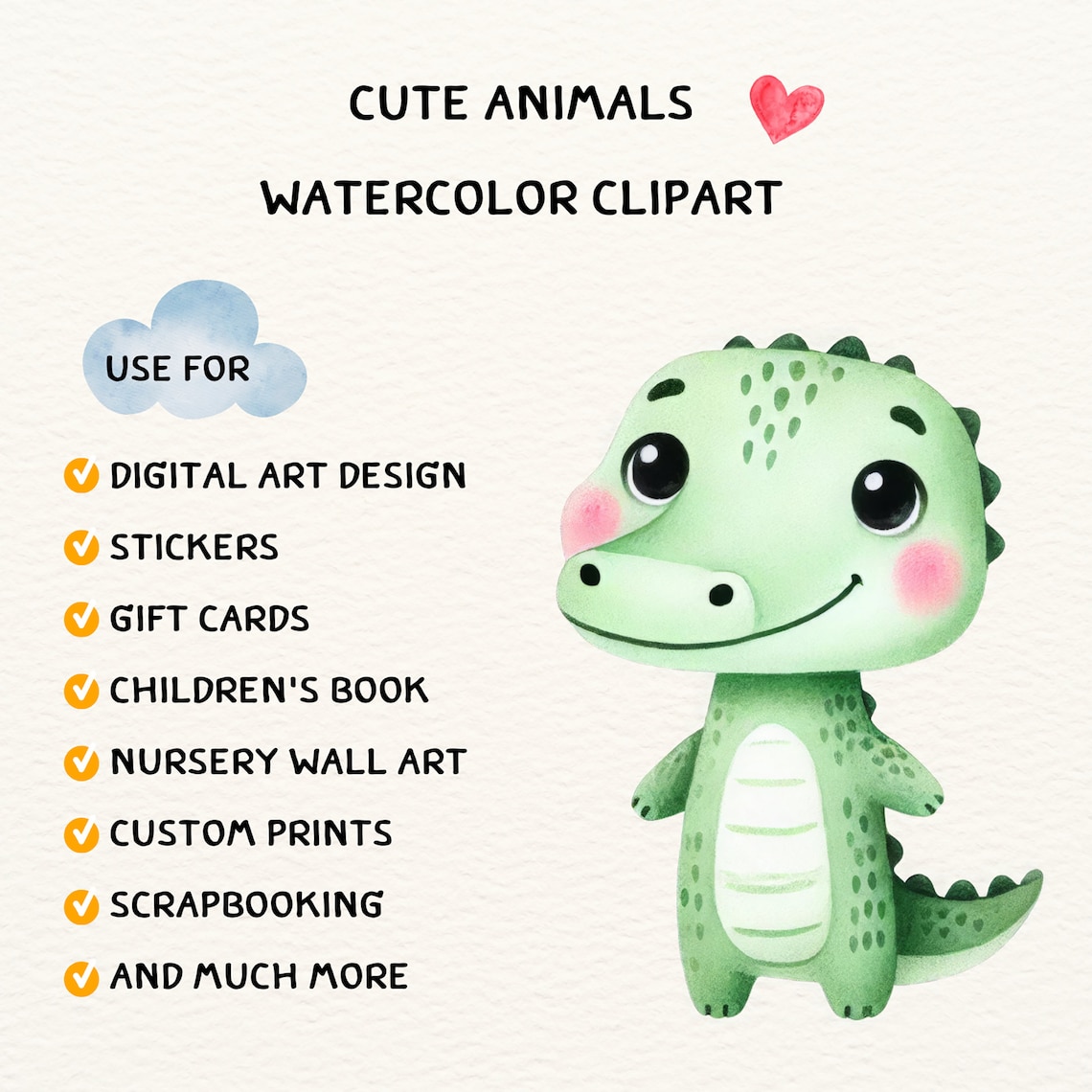 Watercolor Cute Animals, 48 Animal PNG Clipart, Animals Clipart ...