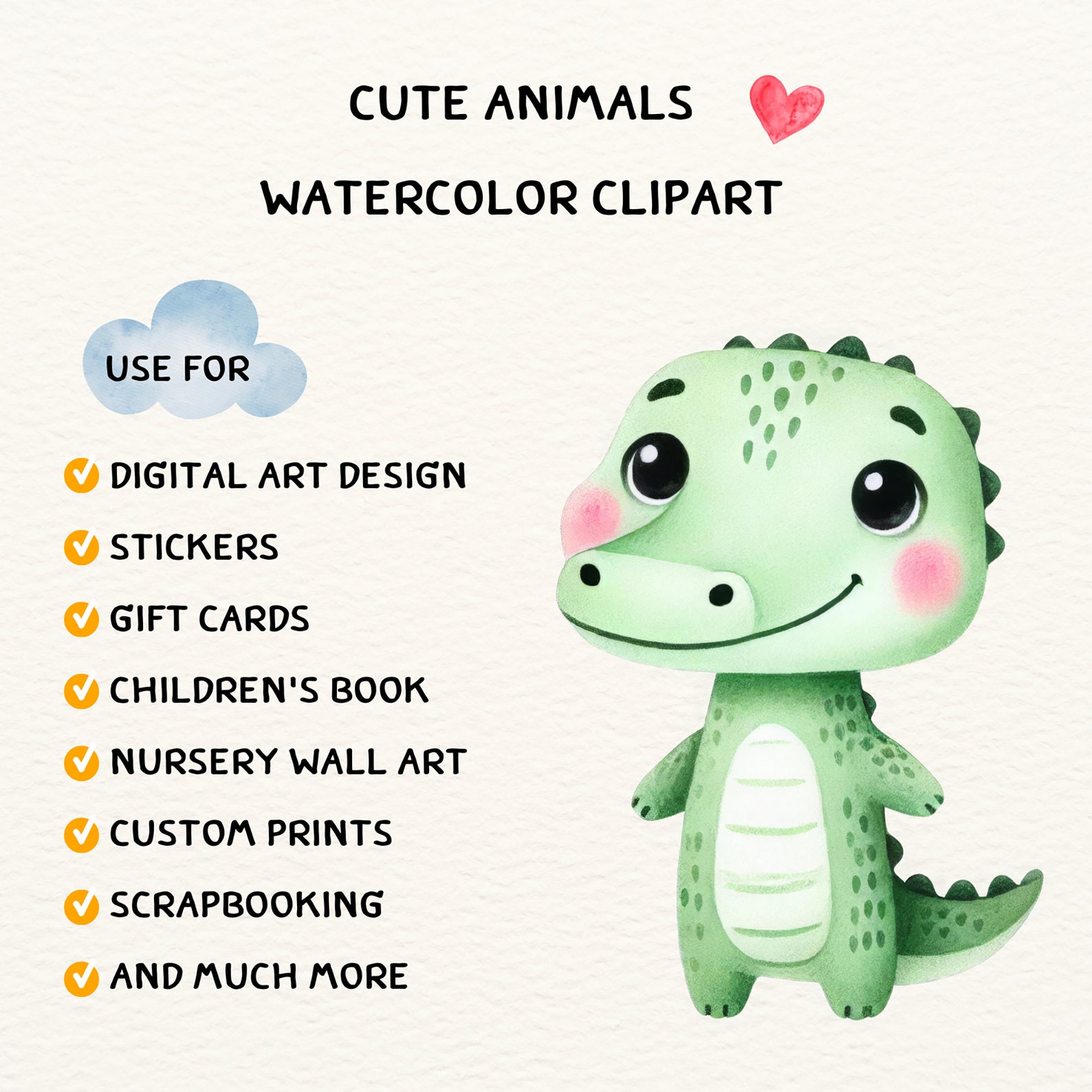 Watercolor Cute Animals, 48 Animal PNG Clipart, Animals Clipart ...