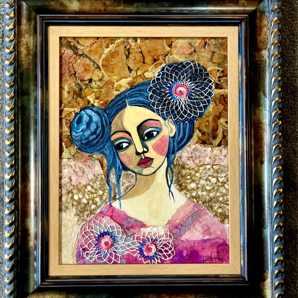 Mixed Media Portrait - Etsy