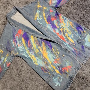 Hand Painted Evil Man Coat, Rainbow Funky Painted Artsy Jacket, Hippie ...